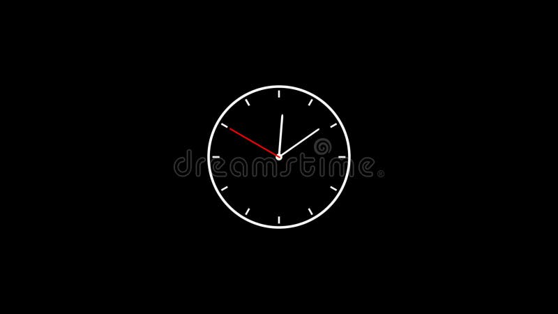 Round Clock Icon, Illustration Clock Icon Black Background, Clock Line ...
