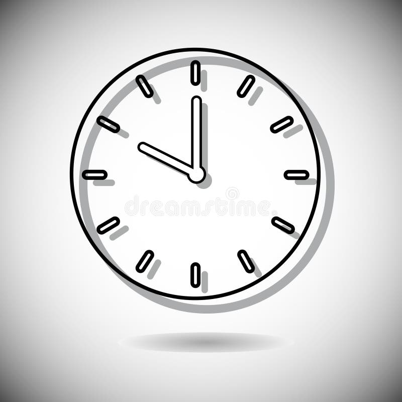 Round Clock Icon. Time Measurement Device. Hour Minute Display. Flat ...