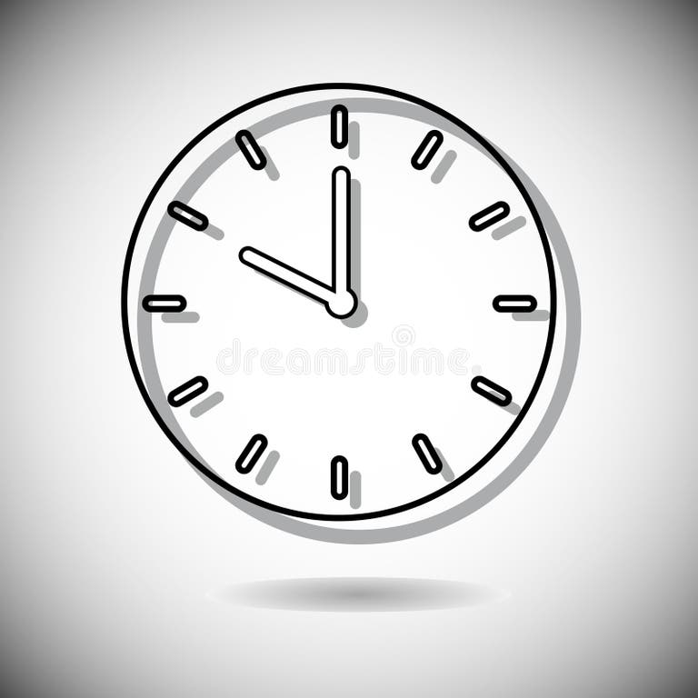 Round Clock Icon. Time Measurement Device. Hour Minute Display. Flat ...