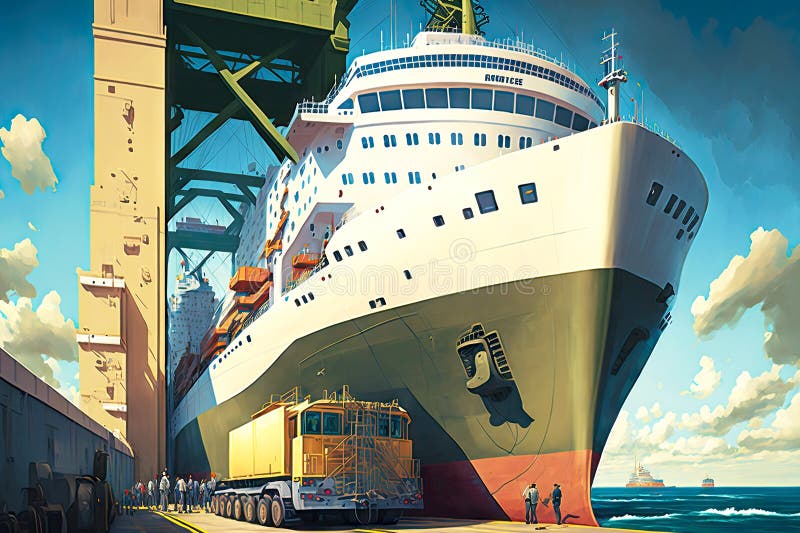 Round-the-clock Loading and Unloading of Cargo Ship in Port Stock ...
