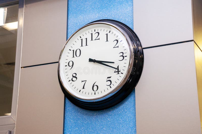 Round Clock on the Office Wall Stock Photo - Image of number, clockface ...