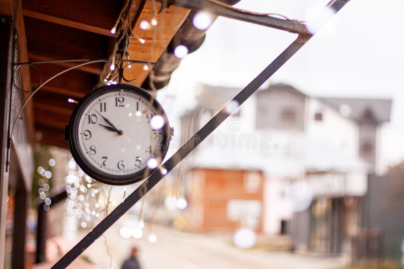 Old Clock on the Outside of a Building Stock Photo - Image of black ...