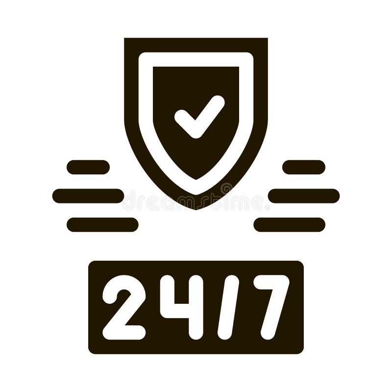 Round Clock Protection Icon Vector Glyph Illustration Stock Vector ...