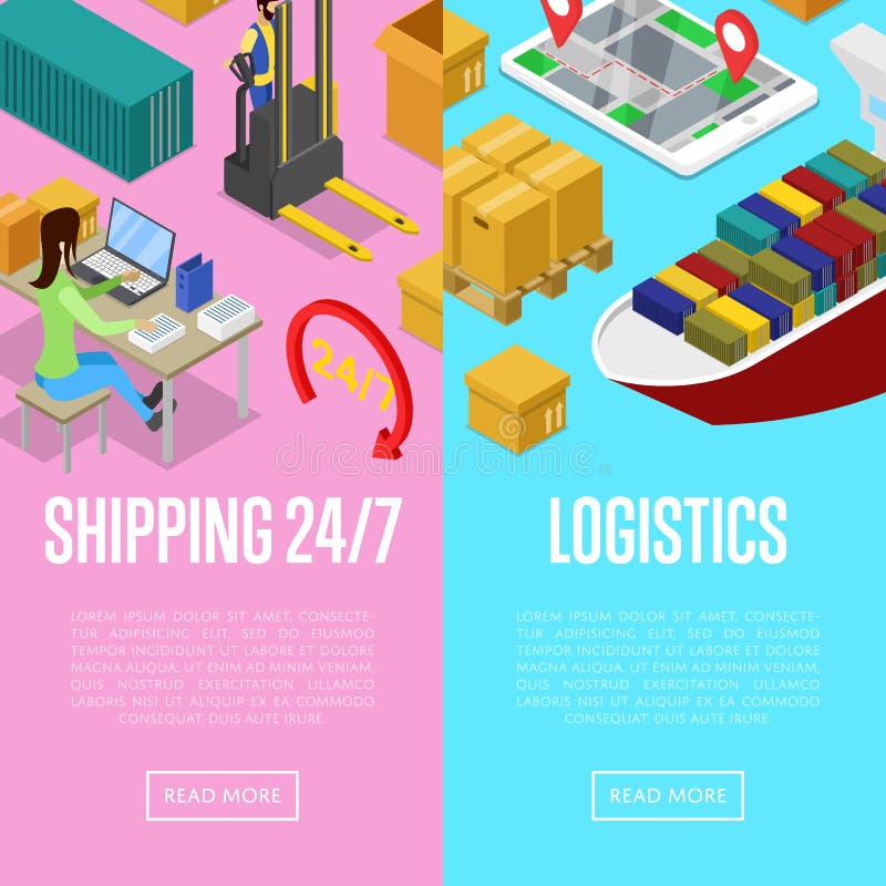Logistics Infographic Banner Set. Flat Vector. Stock Vector ...
