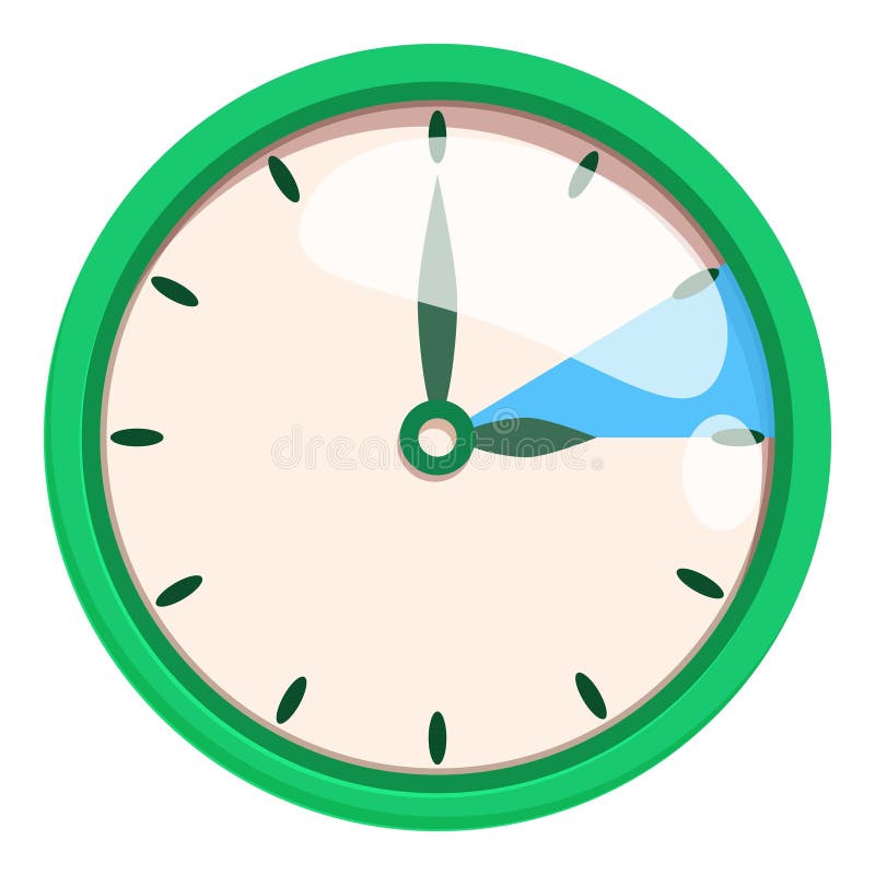 Round Clock Showing almost Half Past One with Green Frame Stock Vector ...