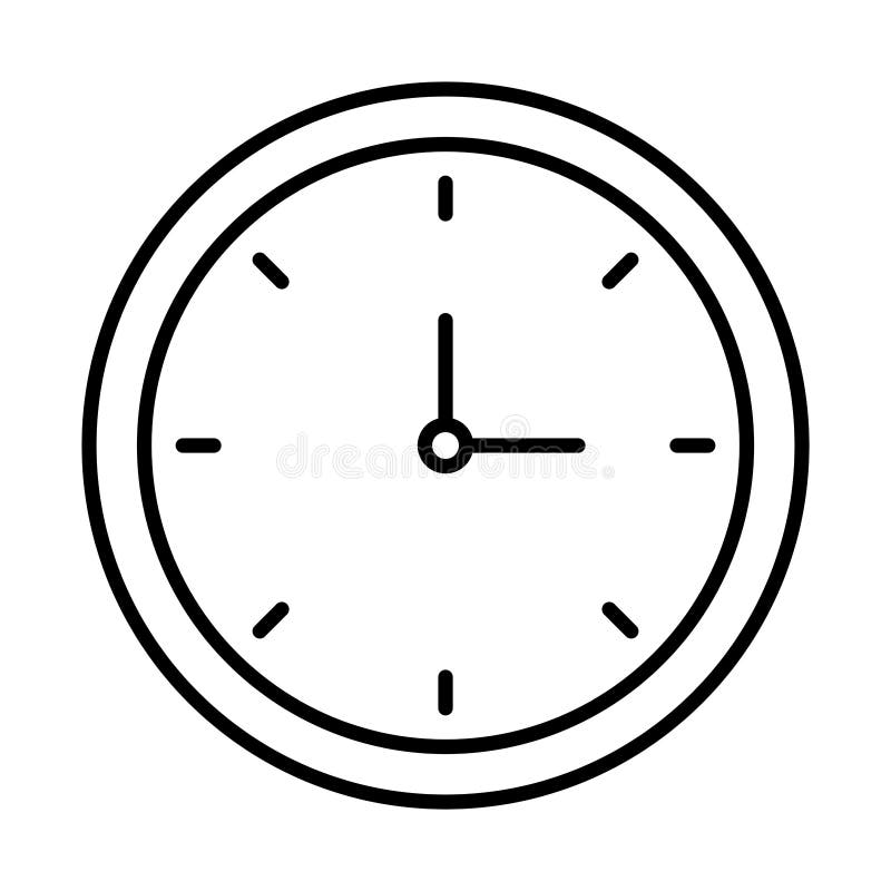 Round Clock Time Line and Fill Style Icon Stock Vector - Illustration ...
