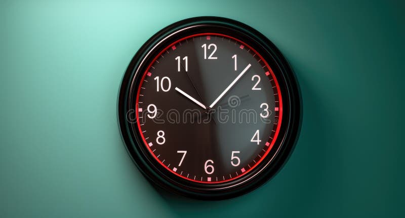 A Round Clock on the Wall. Time. Office Clock Stock Illustration ...