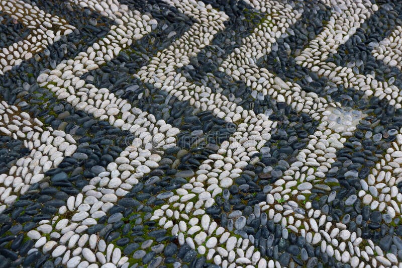Round Cobblestone Rocks Creating a Chevron Pattern Stock Photo - Image ...