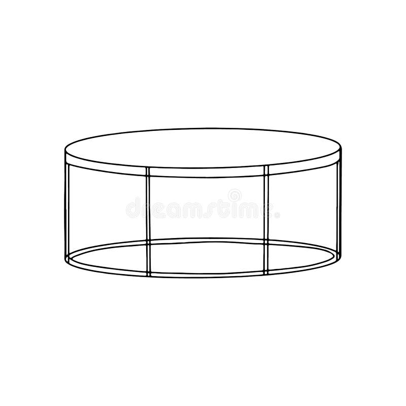 Round Coffee Table Linear Illustration. Outline Image Stock Vector ...