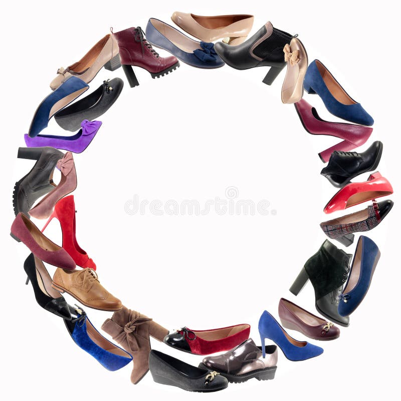 Round Collage of Different Shoes. Stock Photo - Image of isolated ...