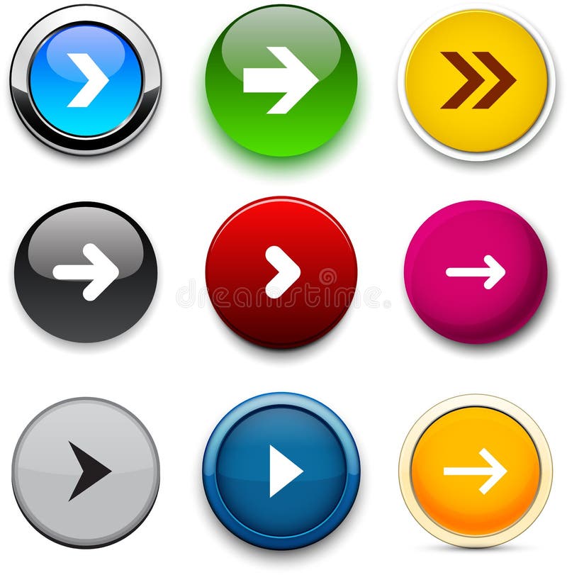 Round color arrow icons. stock vector. Illustration of icons - 32613211