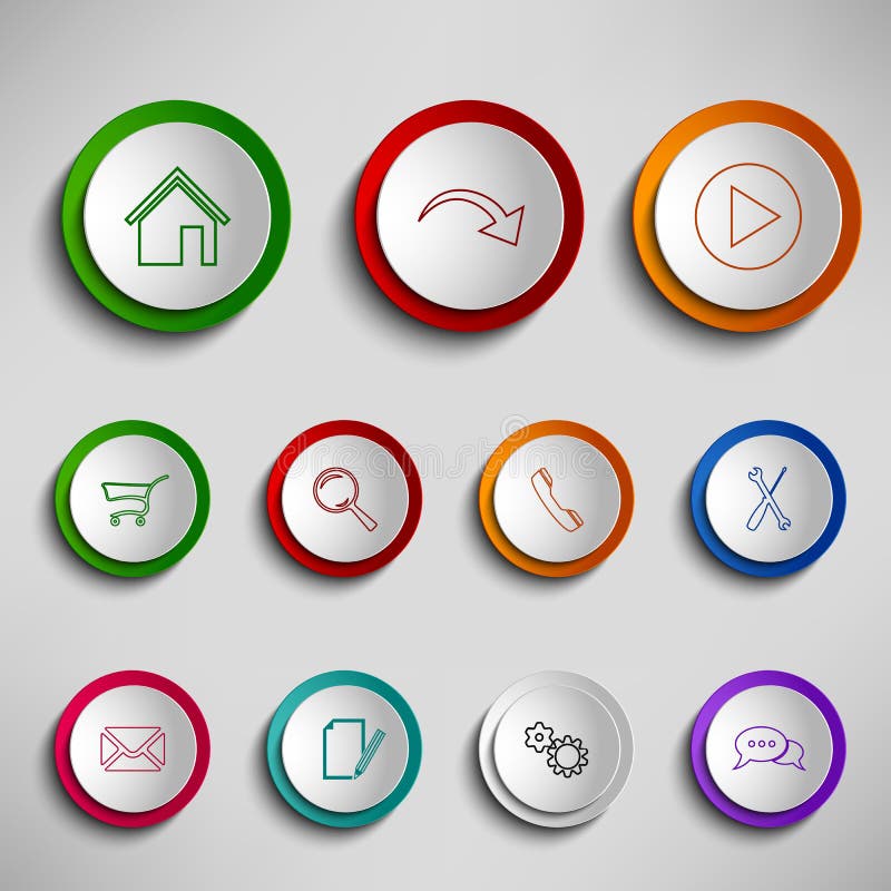 Round Color Buttons Icons Design Template Stock Vector - Illustration ...