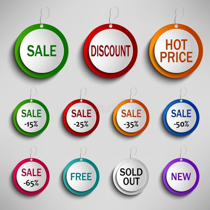 Round Color Labels Tags for Shopping Stock Vector - Illustration of ...