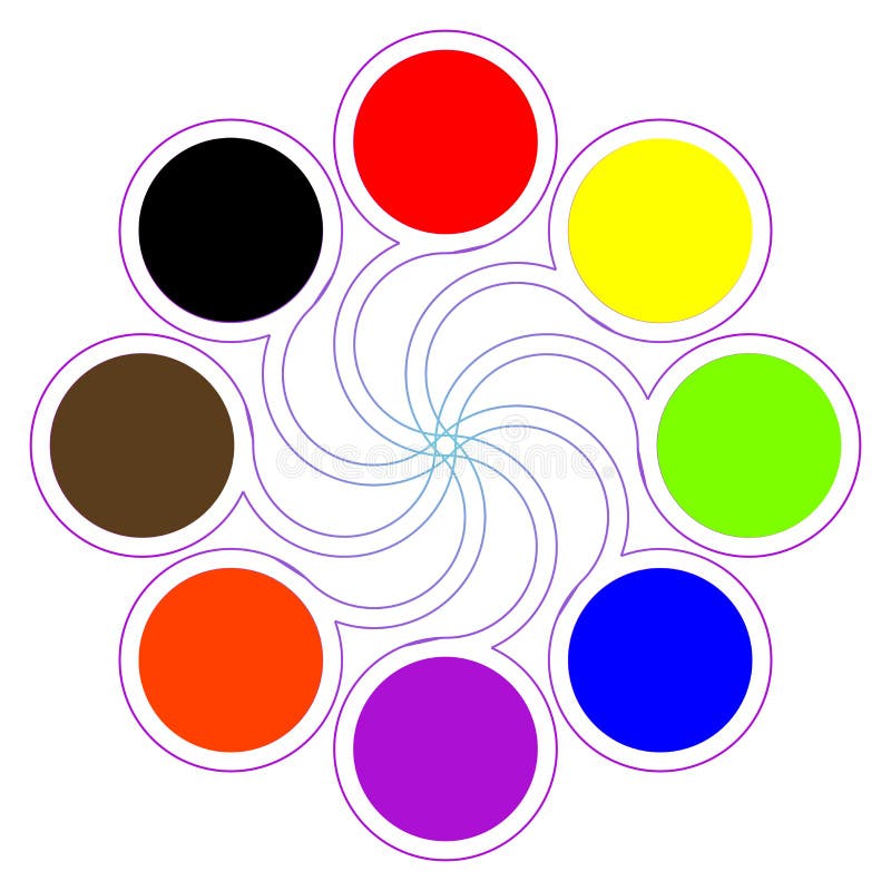 Round Color Palette with Eight Basic Colors Stock Vector - Illustration ...