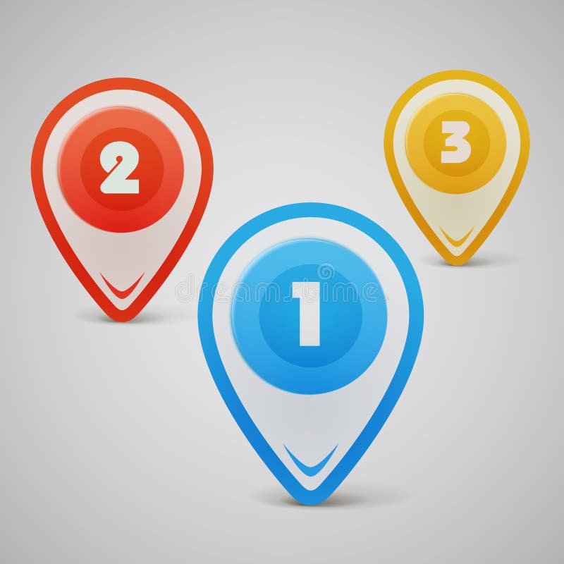 Round Color Pointers with Numbers Stock Vector - Illustration of modern ...