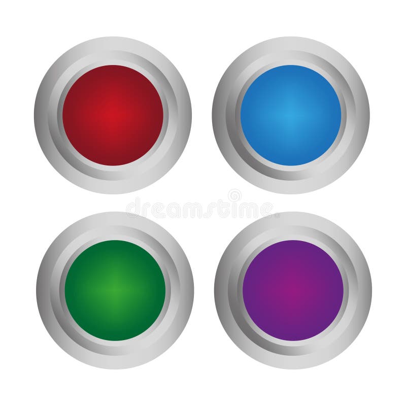 Round Colored Buttons. Emergency Symbol. Glossy Brooch Pin. Vector ...