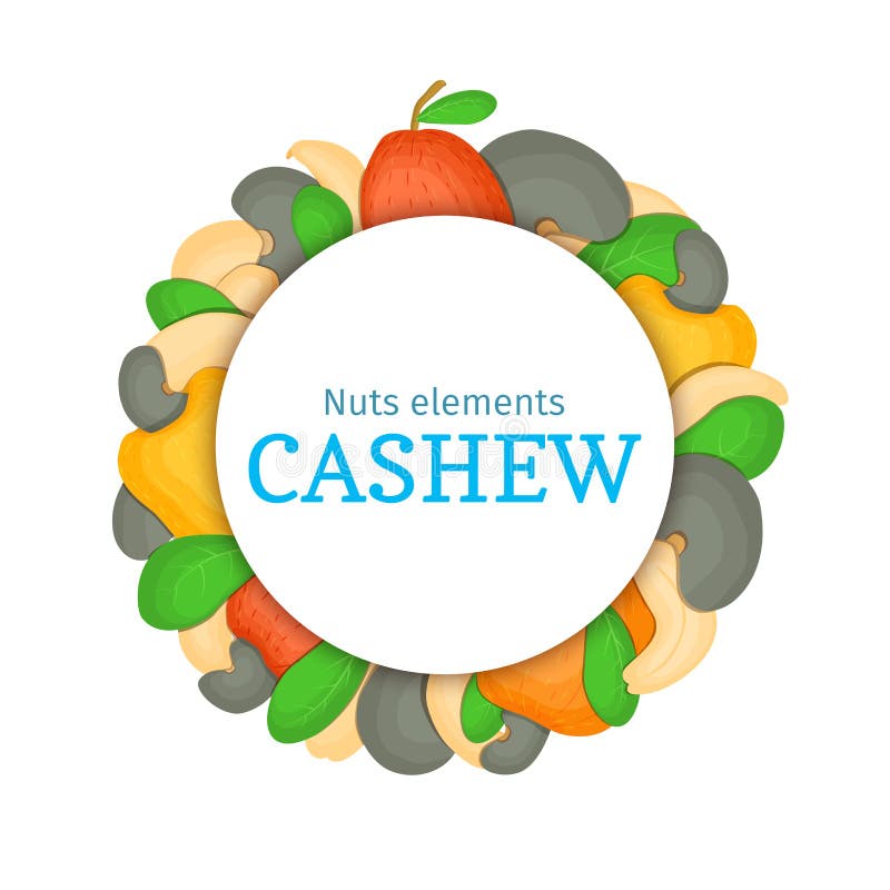 Round Colored Frame Composed of Cashew Nut. Vector Card Illustration ...