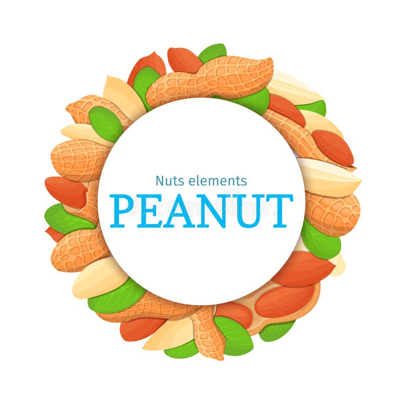 Round Colored Frame Composed of Peanut Nut. Vector Card Illustration ...