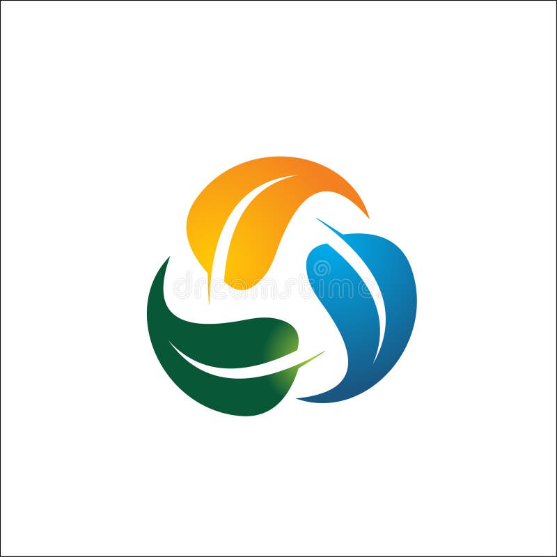 Round Colored Leaf Logo Vector Design Stock Vector - Illustration of ...