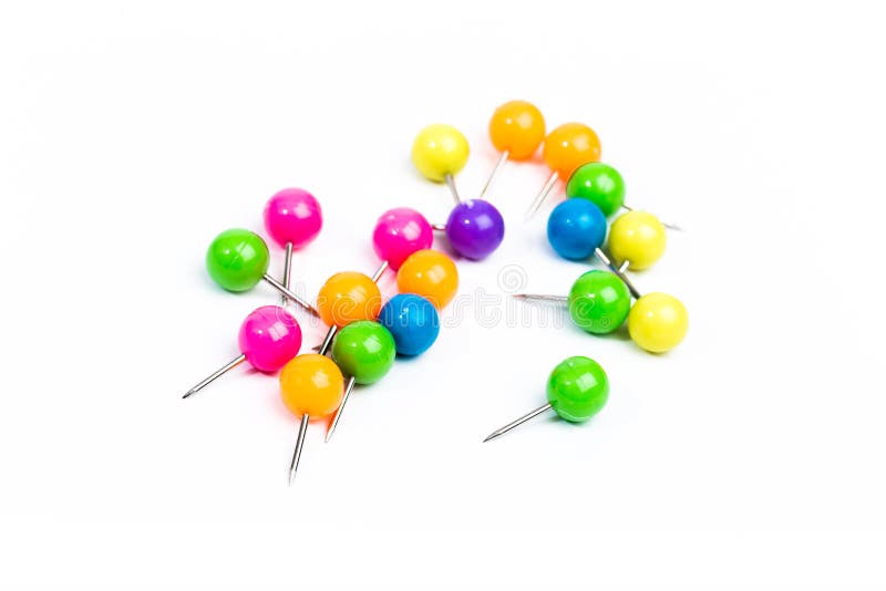 Round Colored Pins Isolated - Image Stock Photo - Image of metal ...