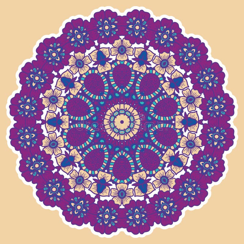 Round colorful mandala. stock vector. Illustration of oriental - 78077555