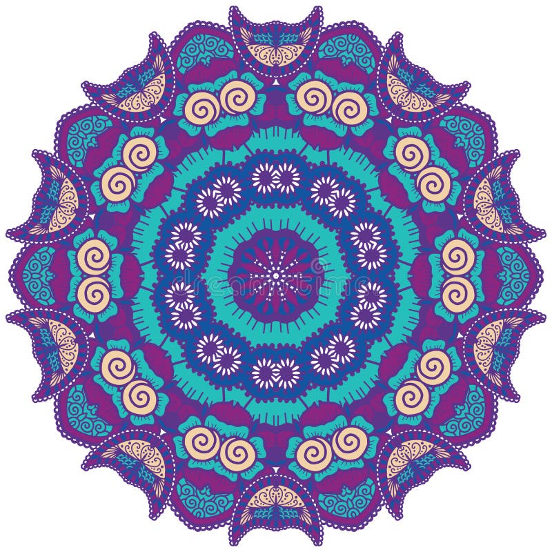 Round colorful mandala. stock vector. Illustration of abstract - 84216655