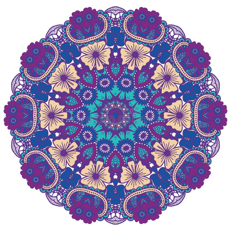 Round colorful mandala. stock vector. Illustration of circle - 84217018