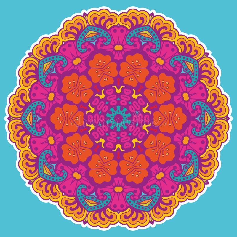 Round colorful mandala. stock vector. Illustration of indian - 92883639
