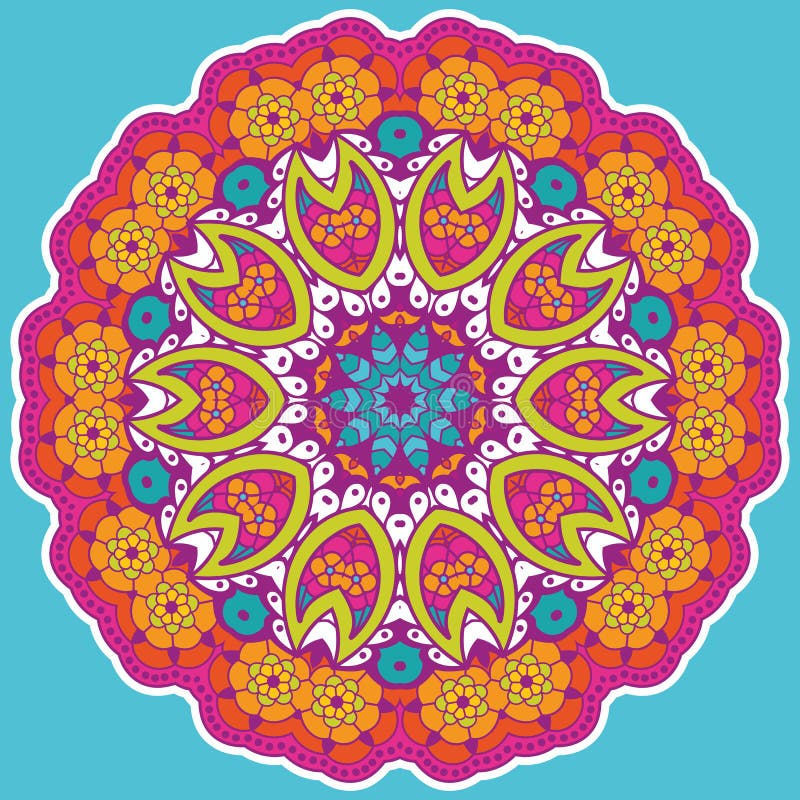 Round colorful mandala. stock vector. Illustration of colorful - 92889143