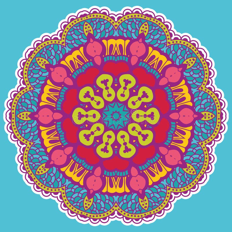 Round colorful mandala. stock vector. Illustration of ornament - 92894908