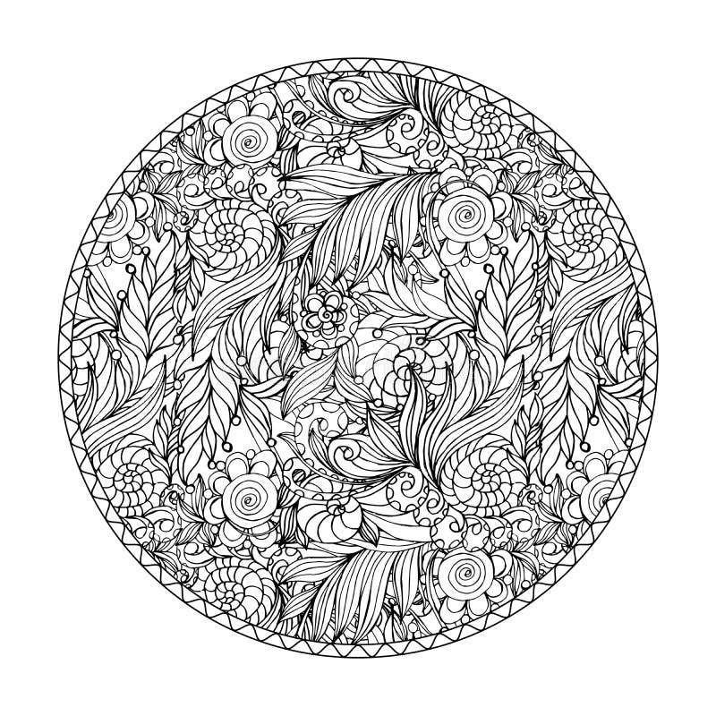 Round Coloring Book Page Design for Adults. Stock Vector - Illustration ...