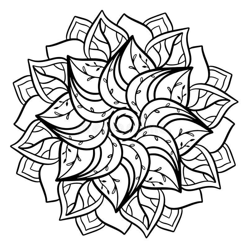 Round Coloring with Floral Patterns Stock Vector - Illustration of ...