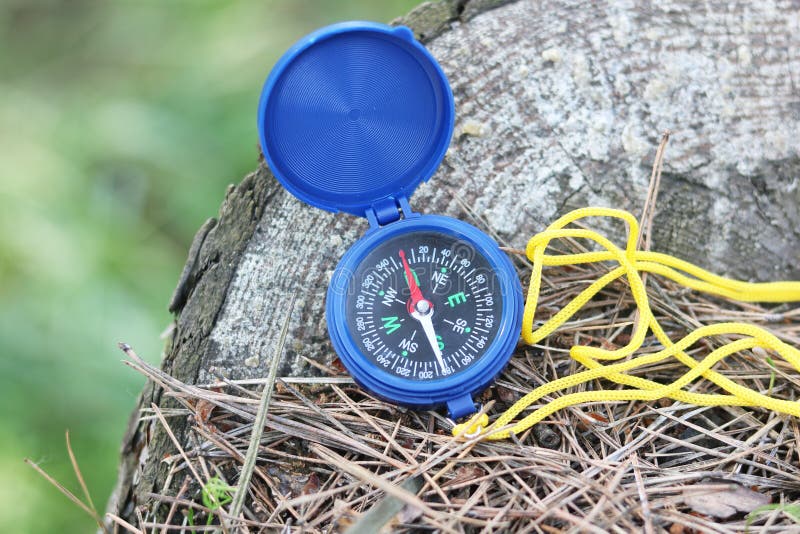 Round Compass on Natural Background Stock Image - Image of forest ...