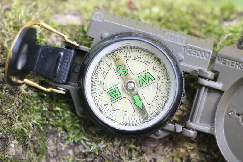 Round Compass on Natural Background Stock Image - Image of leisure ...
