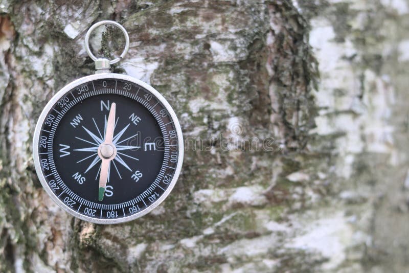 Round Compass on Natural Background Stock Photo - Image of journey ...
