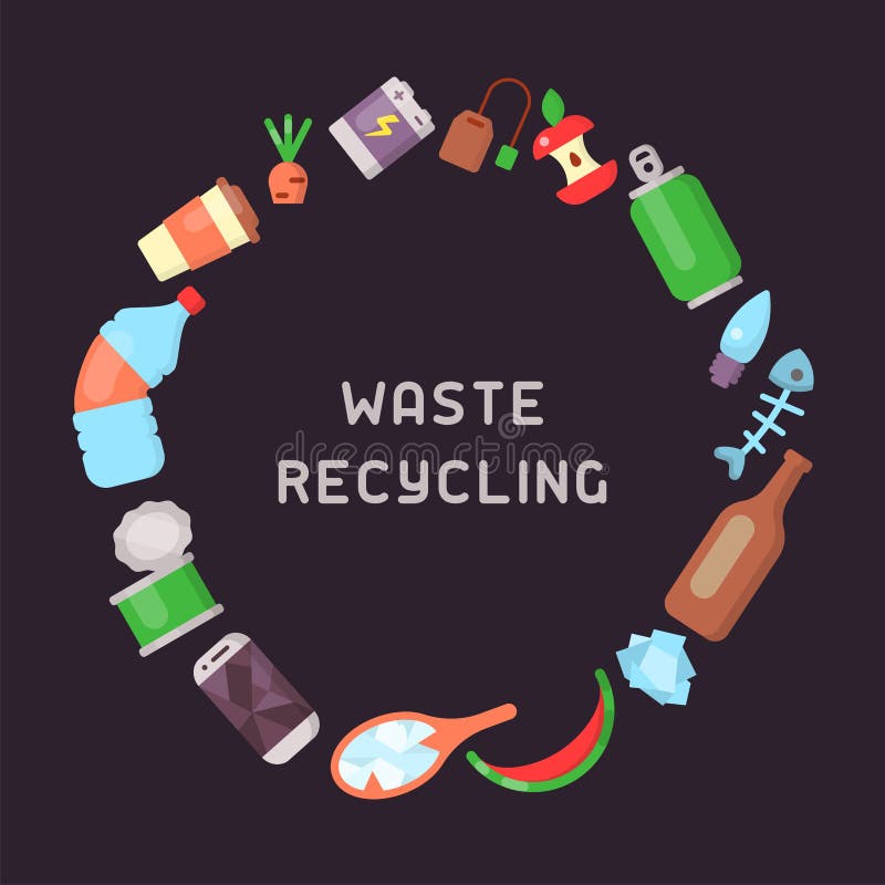 Round Concept with Different Types of Garbage Stock Vector ...