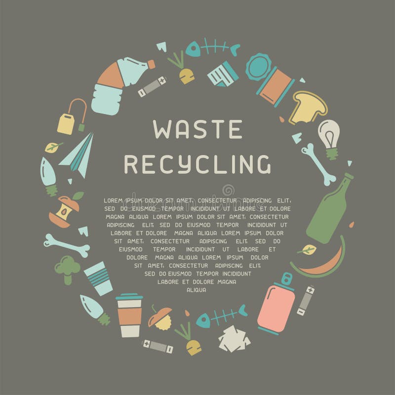 Round Concept with Different Types of Garbage and Place for Your Text ...