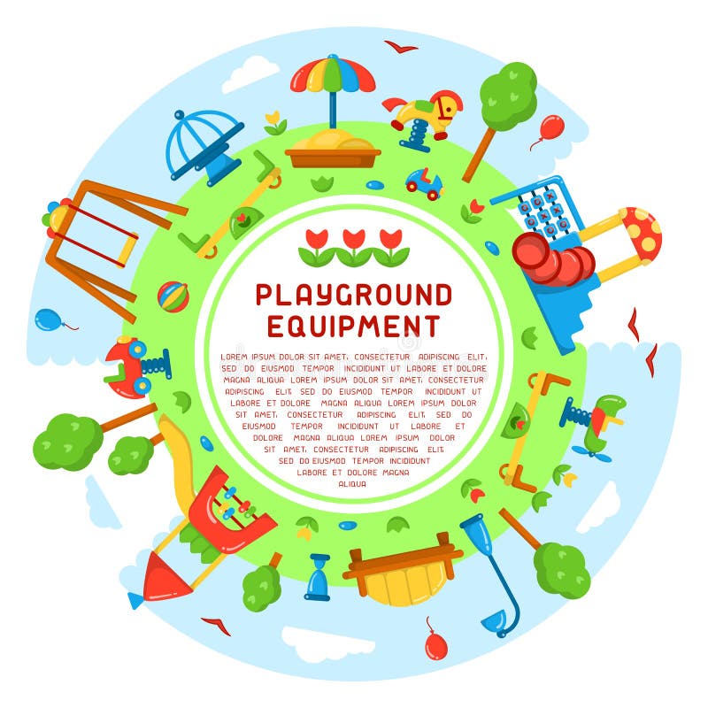 Round Concept of Kids Playground with Play Elements and Sample Text ...