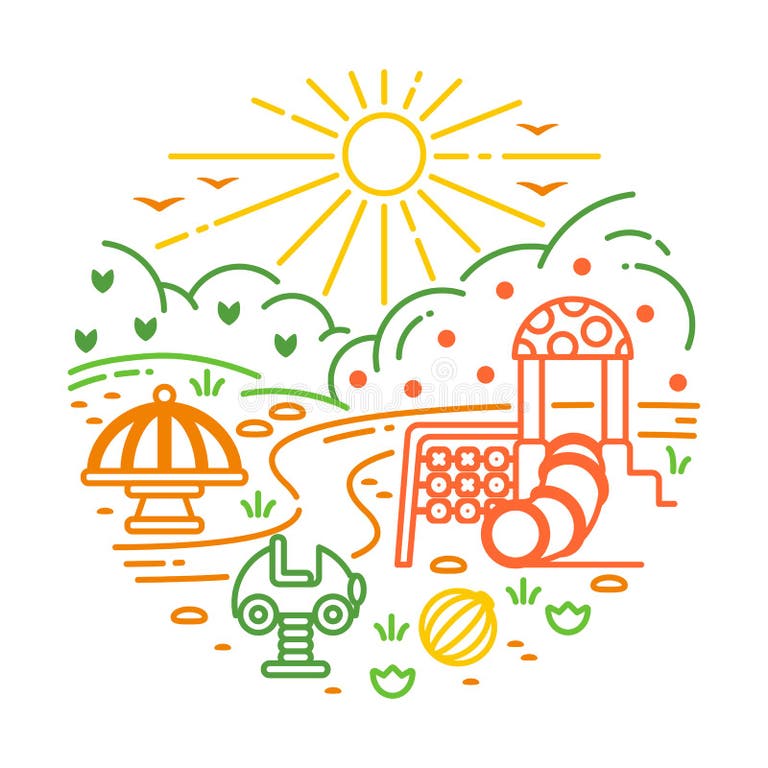 Round Concept with Linear Playground Elements Stock Vector ...