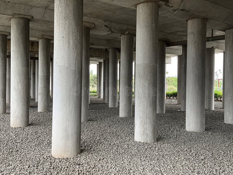 Round Concrete Column Structure Pattern Stock Image - Image of high ...