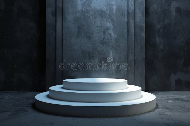 Round Concrete Platform Against a Pink Wall with a Palm Shadow Stock ...