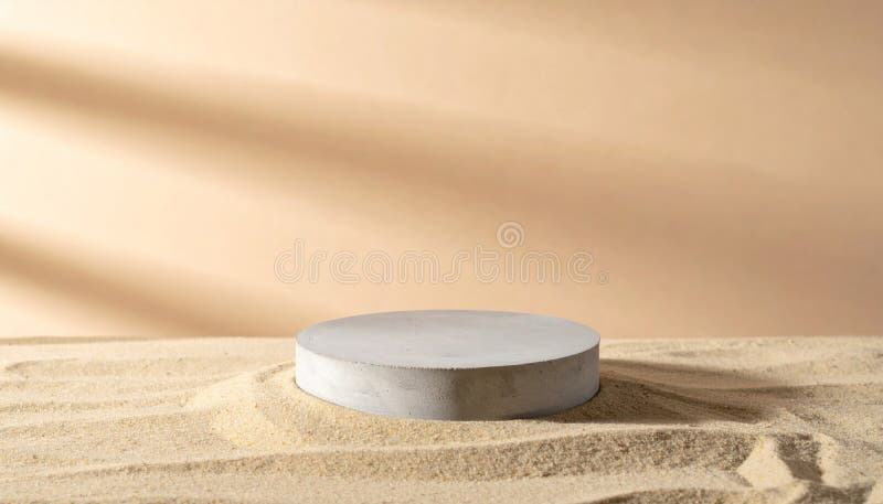 Round Concrete Platform on Sandy Beach with Sunlight Stock Illustration ...