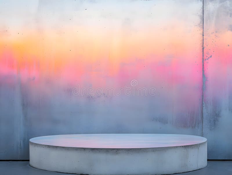 Round Concrete Platform Stands in Front of Textured Wall with Soft ...