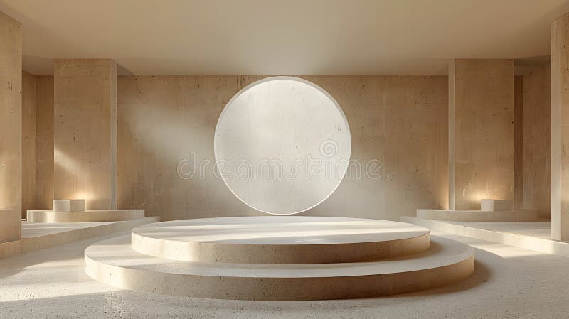 Round Concrete Stage: Modern Gray Backdrop for Beauty Product Ads ...