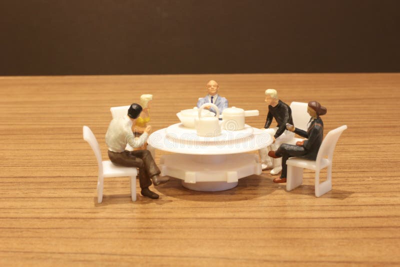Round Conference Table with Chairs with Figure Stock Image - Image of ...