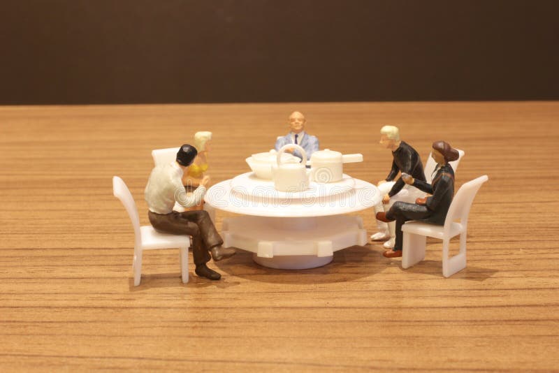 Round Conference Table with Chairs with Figure Stock Image - Image of ...