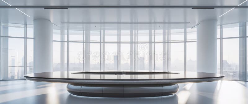 Round Conference Table in Modern Office Space. Stock Photo - Image of ...