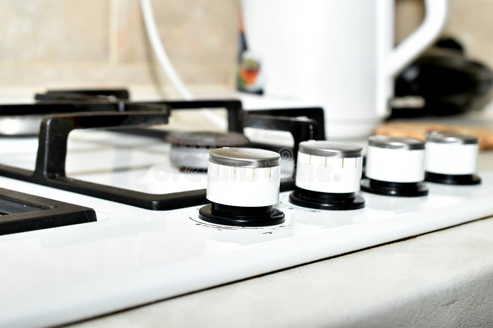 Gas stove control knobs. stock photo. Image of glow - 332868204