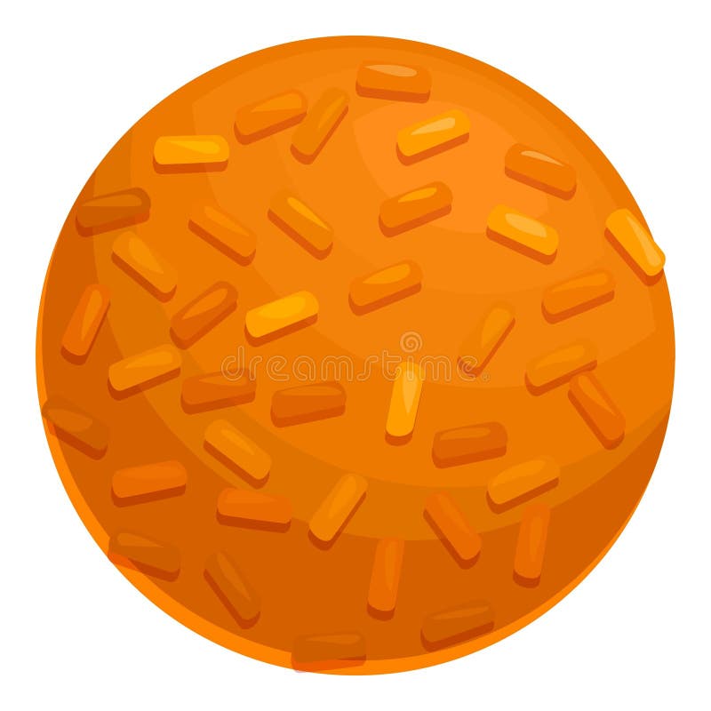 Round Cookie Covered with Orange Icing and Sprinkles on White ...