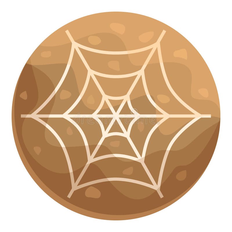 Round Cookie Decorated with Icing in Shape of Spider Web for Halloween ...